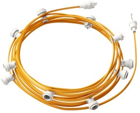 creative cables Hotový světelný řetěz LUMET 12,5 m je sestavený z 10 bílých objímek, háčku a zástrčky Barva kabelu: Stříbrná - CM02