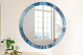Kulaté dekorativní zrcadlo Modrý mramor fi 100 cm