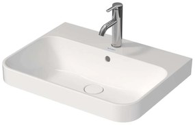 Duravit Happy D.2 Plus - Umyvadlo na desku, 60x46 cm, s přepadem, s otvorem pro baterii, WonderGliss, bílá 23606000001