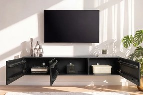 Designový závěsný TV stolek Ladarius 160 cm černé mango