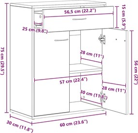 vidaXL Marketos Příborník betonově šedý 60 x 30 x 75 cm kompozitní dřevo