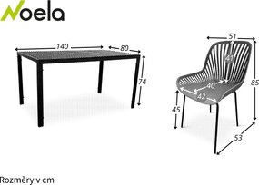 Noela Zahradní jídelní set Viking L + 4x židle GABY šedá