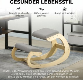 HOMCOM Ergonomický houpací kloubní židle pro home office, ke zlepšení držení těla, světle šedá