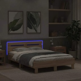 Rám postele s čelem a LED osvětlením dub sonoma 120 x 190 cm 3207576