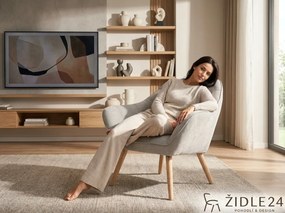 Relaxační křeslo RAVELLE - světle šedá látka