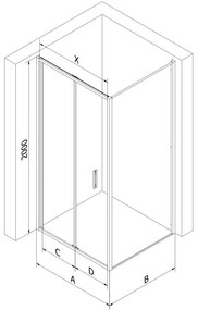 Mexen Exo, sprchový kout se skládacími dveřmi 95 x 100 cm, 6mm čiré sklo, černý profil, 816-095-100-70-00