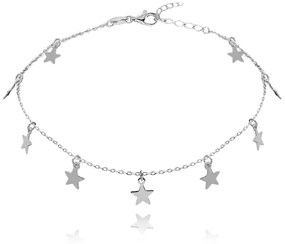 Klenoty Budín Stříbrný řetízek na kotník MINET s hvězdičkami JMAN0184SB24
