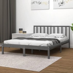 Rám postele šedý masivní borovice 200 x 200 cm 3105093