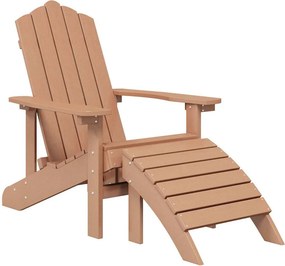 Zahradní křeslo Adirondack s podnožkou a stolkem HDPE hnědé 3095710