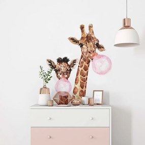 Gario Dětská nálepka na zeď Giraffes - žirafy se žvýkačkou Rozměry: XL