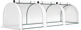 Outsunny mini skleníkový tunel pro rajčata 3 × 1 × 0,80 m, práškově lakovaný ocelový rám, vysokohustotní PE 140 g/m², odolný proti UV, 3 rolovací zip…