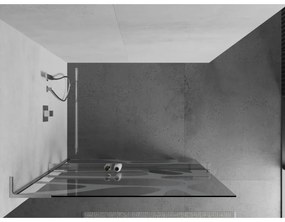 Mexen Kioto+ L, sprchová zástěna Walk-In s poličkou a věšákem 90 x 200 cm, 8mm čiré sklo bílý vzor, ​​chromový profil, 800-090-123-01-97
