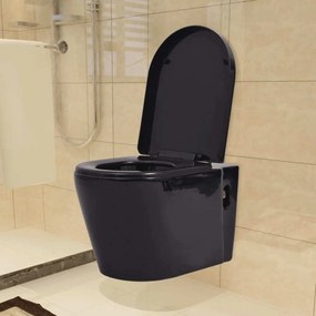 vidaXL Závěsné WC keramické [244270] Barva: Černá