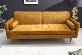 Rozkládací pohovka Couture hořčicová mikrovelur 200cm