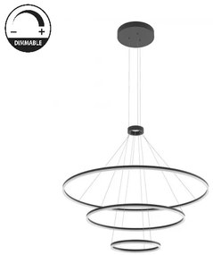 Redo Závěsné LED svítidlo ORBIT ø150/100/60 cm, 3000k, 3 kruhy Barva: Černá, Stmívání, řízení: TRIAC
