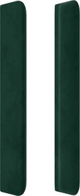 Čelo postele s LED tmavě zelené 203 x 16 x 118/128 cm samet 3124355