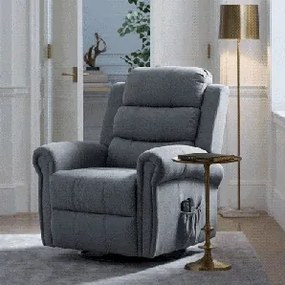 HOMCOM Masážní křeslo s asistencí při vstávání, relaxační křeslo, vibrační hlavy, s polohovací funkcí, vzhled lnu, šedá