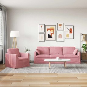 Set pohovek 2 ks Růžová samet 3407629