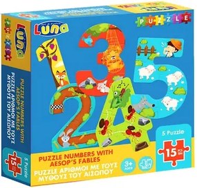 LUNA Puzzle Počítání s Ezopovými bajkami / 5 dílků / od 3 let