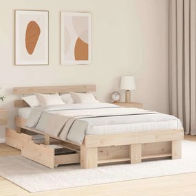 Rám postele se zásuvkou Hnědá 135 x 190 cm Masivní borové dřevo 3382283