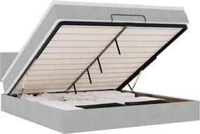 Osmanský rám postele s matrací světle šedá 160x200cm samet 3312560
