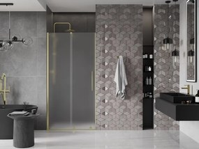 Mexen Velar, posuvné sprchové dveře do otvoru 120 cm, 8mm sklo námraza, zlatá matná, 871-120-000-31-55