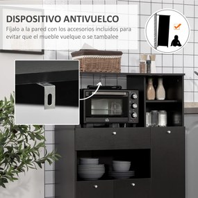 HOMCOM Kuchyňská Skříň S Mikrovlnnou Troubou Stojan Kuchyňský Buffe s Šuplíkem a Policemi 3 Dveře 3 Přihrádky S Anti-Tip Designem pro Jídelnu 90x40x1…
