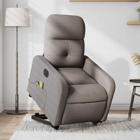 Elektrické zvedací masážní polohovací křeslo taupe textil 3206829