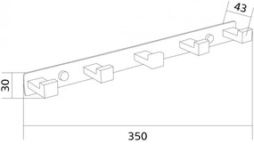 Mexen příslušenství, Věšák na ručníky 5-háčků, chrom, 709265-00