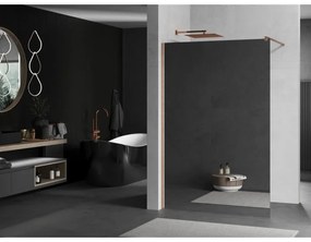 Mexen Kioto, sprchová zástěna Walk-In 100 x 200 cm, 8mm sklo vzor zrcadlo, měděný matný profil, 800-100-101-65-50