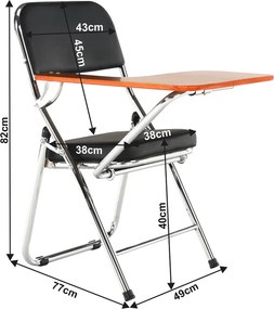Židle s deskou na psaní, černá/přírodní, TEKER