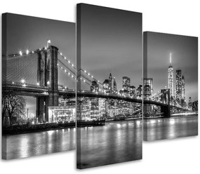 Obraz na plátně třídílný Brooklynský most New York - 120x80 cm