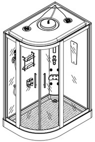 BPS-koupelny Hydromasážní box HYD-Michele 120 L, 120x85 levý bez sauny