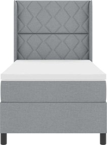 Postel s boxspringem s čelo Světle šedá 200 x 100 cm textil 3341693