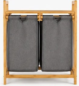 koš na prádlo, objedm 85 l, bambus/látka, 73x64x33 cm, přírodní/šedá, Dekorino KP20260030