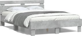 Rám postele s čelem a LED osvětlením betonově šedý 135 x 190 cm 3207570