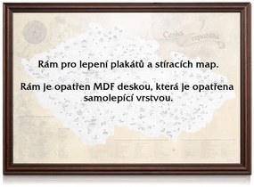 Dřevěný tmavě hnědý rám pro lepení stíracích map a plakátů