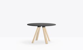 PEDRALI - Stůl ARKI 5/2 - kruhová stolová deska s dřevěnou podnoží