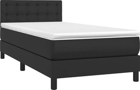 Box spring postel s matrací a LED černá 90x190 cm umělá kůže 3134195