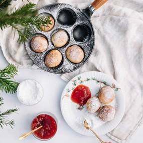 Nordic Ware Hliníková pánev na přípravu dánského dezertu Æbleskiver, černá barva, kov, litina