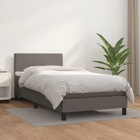 Box spring postel s matrací šedá 90x200 cm umělá kůže