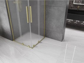 Mexen Velar L Duo, sprchový kout s posuvnými dveřmi 90 x 90 cm, 8mm sklo námraza, zlatá matná, 871-090-090-02-33-55