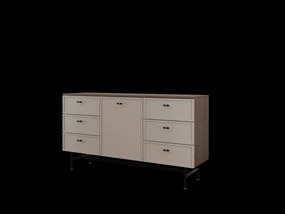 Komoda ELORA 6 1D6S Kombinace barev: Baltic Storm/ Toffee