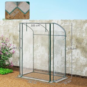 Skleník s dveřmi Zahnutá střecha Zimní skleník z ocelové fólie, skleník 128 x 70 x 170 cm Transparentní