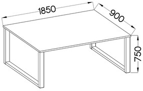 Stůl loftový Industriální 185x90 - Dub Lancelot