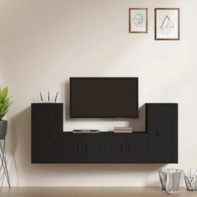 vidaXL 4dílný set TV skříněk kompozitní dřevo [3188551] Barva: Černá