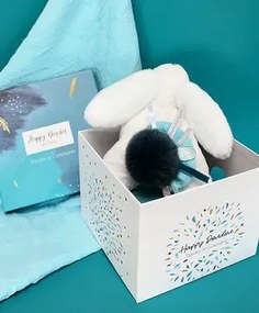 Doudou Dárková sada - Plyšový králíček s tmavě modrou bambulkou 25 cm