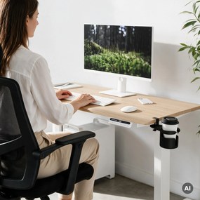 Elektrický stůl s nastavitelnou výškou ergonomický bílý/dub sonoma,1200x600 mm: ARIA