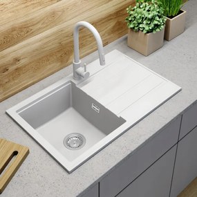 Gamma Modern 8050, 1-komorový granitový dřez 790x500x210 mm, bílá, GMA-ZM-8050-WH