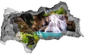 Wallmuralia Díra 3D ve zdi nálepka Vodopát Thajsko 95x73 cm